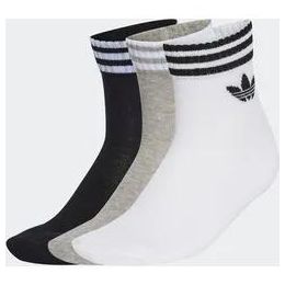 Sportsocken Adidas ORIGINALS "3-STREIFEN ANKLE, 3 PAAR", Herren, Gr. XL (46/48), schwarz-wei&szlig; (wei&szlig;, medium grau heather, schwarz), Obermaterial: 78% Baumwolle, 19% Polyester, 2% Elasthan, 1% sonstige Fasern, Socken Sportsocken, f&uuml;r vielseitige Aktivit&auml;ten, kn&ouml;chellang