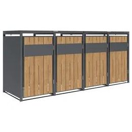 M&uuml;lltonnenbox WESTMANN "Varius 4", anthrazit, holzoptik, B:265cm H:116cm T:80cm, Stahl, Aufbewahrungsboxen, BxTxH: 265x80x116 cm, f&uuml;r 4x240 L M&uuml;lltonnen