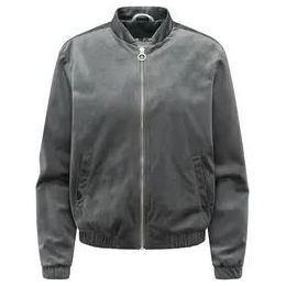 Bomberjacke Ragwear "Velvetie", Damen, Gr. XS (34), hellgrau, Samt, Obermaterial: 100% Polyester. Innenfutter: 100% Polyester, l&auml;ssig geschnitten h&uuml;ftlang, hoch geschlossener Ausschnitt, B&uuml;ndchen, Jacken Bomberjacke, Modische Blousonjacke aus kuscheligem Samt