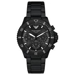 Chronograph Emporio Armani "WORLD EXPLORER", schwarz, schwarz, Armbanduhren, Herren, Chronograph, Armbanduhr, Solar, Herrenuhr, Edelstahlarmband, analog, Tag