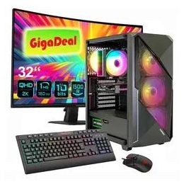 GAMEMAX Gaming-PC-Komplettsystem "GigaDeal Striker 2769 AMD Ryzen 5 7500F 32GB DDR5 1TB SSD RTX 5060Ti", Energieeffizienz: G (A-G), schwarz, Microsoft Windows 11 Home (64 Bit), 32 GB RAM 1.000 GB SSD, Computer_Komplettsysteme, Windows 11, DDR5 RAM + Gigabyte GS32QCA LED-Monitor Curved