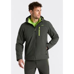 Softshelljacke CMP, Herren, Gr. 48, pine, Softshell, Obermaterial: 96% Polyester, 4% Elasthan. Futter: 100% Polyester. Innenseite: 100% Polyester, taillenbedeckt, hoch geschlossener Ausschnitt, angesetztes B&uuml;ndchen mit Windstopper, Jacken Softshelljacke, Wasserabweisend & Winddicht & Atmungsaktiv, &Uuml;bergangsjacke