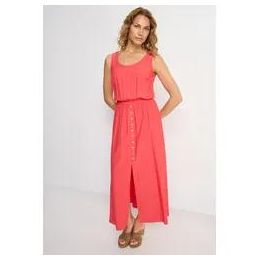 Maxikleid Lascana, Damen, Gr. 44, N-Gr, pink, Web, Obermaterial: 76% Viskose, 24% Polyester, unifarben, figurumspielend bodenlang, tiefer Rundhals, Kleider Maxikleid, mit Zierkn&ouml;pfen, Sommerkleid, modisch
