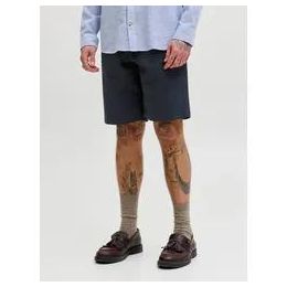Jack & Jones Chinoshorts JACK & JONES "JPSTKARL BARRET CHINO SHORTS MID SN", Herren, Gr. XL, N-Gr, schwarz navy, Web, Obermaterial: 98% Baumwolle, 2% Elasthan, unifarben, weit kniebedeckend, Hosen Chinoshorts, mit Taschen