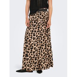 Maxirock Only "ONLVENEDIG AOP LIFE LONG SKIRT", Damen, Gr. XS (34), cloud dancer aop:tiana leo, Web, Obermaterial: 100% Viskose, bedruckt, regular fit wadenlang, R&ouml;cke Maxirock, Viskose, wadenlang