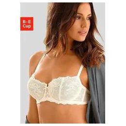Balconette-BH Lascana "Nina", Damen, Gr. 90, Cup B, beige (creme), Spitze, Obermaterial: 80% Polyamid, 20% Elasthan, BHs BH Spitzenw&auml;sche B&uuml;gel-BH Spitzen-BH Hochzeitsw&auml;sche Dirndl-BH Hochzeitsdessous Balconette-BH, mit B&uuml;gel und leicht transparenten Cups aus Spitze, Dessous