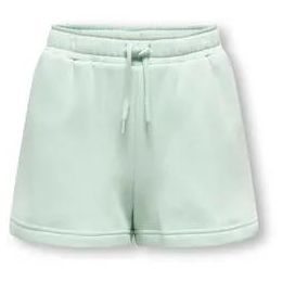 Sweatbermudas KIDS Only "KOGSUSAN STRING SHORTS VD ZA SWT", Jungen, Gr. 128, N-Gr, aqua foam, Sweatware, Obermaterial: 60% Baumwolle, 40% Polyester, unifarben, Basic ca. Mitte Oberschenkel, Hosen, mit elastischem Bund und Kordelzug
