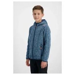 Strickfleecejacke CMP "KID JACKET FIX HOOD", Jungen, Gr. 140, midnight, car, Strick, Obermaterial: 100% Polyester, hoch geschlossener Ausschnitt, eingefasste Kante, Jacken, &Uuml;bergangsjacke f&uuml;r Kinder und Jugendliche