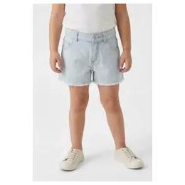 Jeansshorts KIDS Only "KOGROBYN DAISY SHORTS BJ", M&auml;dchen, Gr. 128, N-Gr, light blau denim, Denim/Jeans, Obermaterial: 100% Baumwolle, bedruckt, unifarben, Basic, regular fit ca. Mitte Oberschenkel, Jeans Jeansshorts