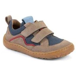 Sneaker froddo "Barefoot Base", M&auml;dchen, Gr. 33, beige, blau, Leder, Textil, Schuhe Sneaker, Klettschuh, Freizeitschuh, Barfu&szlig;schuh mit Klettverschluss