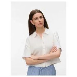 V&eacute;ro Moda Kurzarmbluse VERO MODA "VMNATALI SS CROP SHIRT WVN NOOS", Damen, Gr. L, snow wei&szlig;, Web, Obermaterial: 100% Baumwolle, unifarben, taillenbedeckt, Blusen, Baumwolle, verk&uuml;rzte Form