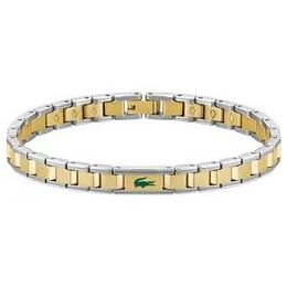 Gliederarmband Lacoste "METROPOLE EDGE", edelstahlfarben, gelbgoldfarben, gr&uuml;n, Armb&auml;nder, Herren, 19cm, Edelstahl, Gliederarmband, Emaille