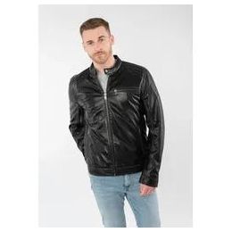 Lederjacke Mauritius "MMOrvay", Herren, Gr. S (46), schwarz, Obermaterial: 100% Schafsleder. Futter: 100% Baumwolle. &Auml;rmelfutter: 100% Polyester, unifarben, regular fit h&uuml;ftbedeckend, angesetztes B&uuml;ndchen mit Rei&szlig;verschluss, Jacken, mit Bikerkragen