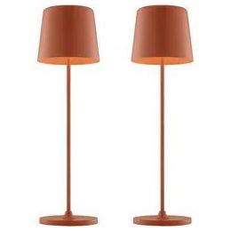 Brilliant LED Tischleuchte "Kaami - mobile LED Au&szlig;en Akku Tischlampe 2er-Set", terracotta, &Oslash; 10cm H: 37cm, 2 Stk., Leuchten, 310 lm, Touchdimmer, USB, Akku, Outdoor, Indoor, Akkuleuchte 37cm hoch, LED Tischleuchte