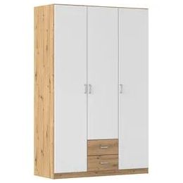 Dreht&uuml;renschrank Rauch "Kleiderschrank Garderobe GAMMA Breiten 91/136/181/226/271/315/360 cm", eiche artisan, alpinwei&szlig;, griffe alu, B:136cm H:210cm T:54cm, Holzwerkstoff, Schr&auml;nke, Dreht&uuml;renschrank, mit Schubladen, verschiedene Griff-Varianten TOPSELLER MADE IN GERMANY