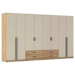 Dreht&uuml;renschrank Rauch "Kleiderschrank Garderobe GAMMA Breiten 91/136/181/226/271/315/360 cm", eiche artisan, beige (champagner), griffstangen graumetallic, B:360cm H:210cm T:54cm, Holzwerkstoff, Schr&auml;nke, Dreht&uuml;renschrank, mit Schubladen, verschiedene Griff-Varianten TOPSELLER MADE IN GERMANY