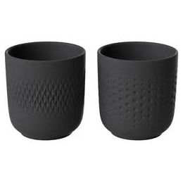 Villeroy & Boch Becher VILLEROY & BOCH "Becher Manufacture Collier 290 ml 2er Set", schwarz (noir), 2 tlg., Porzellan, Trinkgef&auml;&szlig;e, Becher