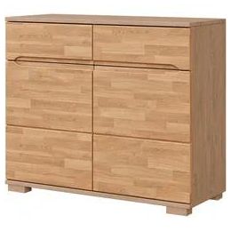 Sideboard Home Affaire "VETRO in zwei Farben Erh&auml;ltlich, teilmassiv, 2 Schubladen, 3 F&auml;cher", wei&szlig;, neutral, B:100cm H:85cm T:40cm, FSC-zertifiziertes Massivholz, FSC-zertifiziertes teilmassives Holz, Sideboards, Sideboard, B/T/H: 100/40/85cm Fronten: Massivholz, Korpus: Melamin, Griffmulden