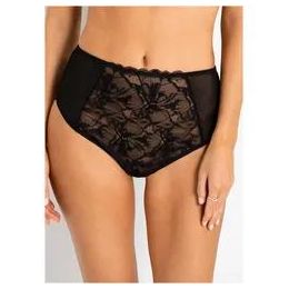High-Waist-Slip bonprix "Highwaist String aus Spitze", Damen, Gr. 36/38 (S), schwarz, Obermaterial: 83% Polyamid, 17% Elasthan. Spitze: 88% Polyamid, 12% Elasthan, Unterhosen, mit elegantem Spitzen-Design, hoher Bund, aus Polyamid und Elasthan