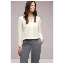 Cardigan Street One, Damen, Gr. 44, sanftes wei&szlig;, Stoff, 50% Viskose, 47% Polyester, 3% Elasthan, unifarben, regular fit normal, V-Ausschnitt, B&uuml;ndchen, Strickjacken, mit Knopfleiste