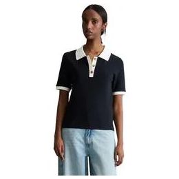 Marc O'Polo Poloshirt MARC O'POLO DENIM "aus reiner Bio-Baumwolle", Damen, Gr. XS, dunkelblau, Obermaterial: 100% Baumwolle, unifarben, slim fit, normaler Saum, Shirts