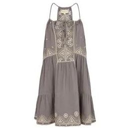 Midikleid RAFFYA "Jen Tiered All Over Embroidered Mini Dress Damen", Damen, Gr. 42, Normalgr&ouml;&szlig;en, grau, 100% Baumwolle, Kleider Midikleid
