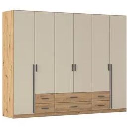 Dreht&uuml;renschrank Rauch "Kleiderschrank Garderobe GAMMA Breiten 91/136/181/226/271/315/360 cm", eiche artisan, beige (champagner), griffstangen graumetallic, B:271cm H:210cm T:54cm, Holzwerkstoff, Schr&auml;nke, Dreht&uuml;renschrank, mit Schubladen, verschiedene Griff-Varianten TOPSELLER MADE IN GERMANY
