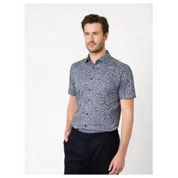 Kurzarmhemd DESOTO "Casual Kent 1/2", Herren, Gr. XL, N-Gr, dunkelblau circles, Jersey, Obermaterial: 100% Baumwolle, slim fit normal, Hemden, Jerseyhemd, slim fit, Kentkragen, b&uuml;gelfrei