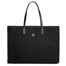 Tragetasche Tommy Hilfiger "TH CITY TOTE MONO NYLON", Damen, Gr. B/H/T: 43cm x 31cm x 17cm, schwarz, Textil, Taschen, Damen Schultertasche, Businesstasche mit TH-Logoemblem