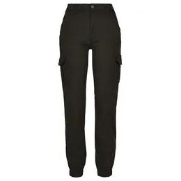 Cargohose Urban Classics "Urban Classics Damen Ladies High Waist Cargo Pants", Damen, Gr. 30, Normalgr&ouml;&szlig;en, schwarz, 98% Baumwolle, 2% Elasthan, unifarben, normal, Hosen Cargohose