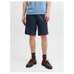 Jack & Jones Shorts JACK & JONES "JPSTJAIDEN HYBRID BONDI JOG SHORT REG SN", Herren, Gr. XL, N-Gr, schwarz navy, Web, Obermaterial: 80% Baumwolle, 20% Leinen, unifarben, relaxed fit knielang, Hosen Shorts, Baumwollmischung, locker geschnitten