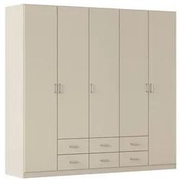 Dreht&uuml;renschrank Rauch "Kleiderschrank Garderobe GAMMA Breiten 91/136/181/226/271/315/360 cm", beige (champagner), griffe alu, B:226cm H:210cm T:54cm, Holzwerkstoff, Schr&auml;nke, Dreht&uuml;renschrank, mit Schubladen, verschiedene Griff-Varianten TOPSELLER MADE IN GERMANY