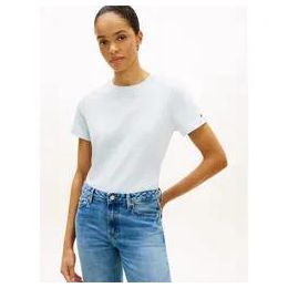 Kurzarmshirt Tommy Hilfiger "REG CORP LOGO C-NK SS", Damen, Gr. S (36/38), keepsake blau, Jersey, Obermaterial: 100% Baumwolle, unifarben, normal h&uuml;ftlang, Rundhals, eingesetzt abgesteppte Kante, Shirts, Baumwolle