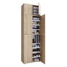 Schuhschrank Vcm "XXL Schuhschrank Kleiderschrank Schrank Lona 9f A", braun (sonoma, eiche), B:70cm T:39cm, Obermaterial: 100% Holz Wood., Schr&auml;nke, Schuhschrank