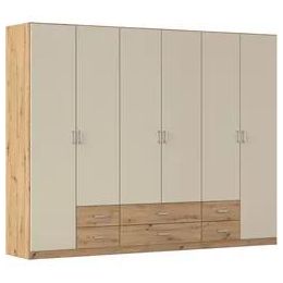 Dreht&uuml;renschrank Rauch "Kleiderschrank Garderobe GAMMA Breiten 91/136/181/226/271/315/360 cm", eiche artisan, beige (champagner), griffe alu, B:271cm H:210cm T:54cm, Holzwerkstoff, Schr&auml;nke, Dreht&uuml;renschrank, mit Schubladen, verschiedene Griff-Varianten TOPSELLER MADE IN GERMANY
