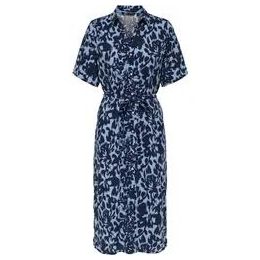 Hemdblusenkleid Only "OnlyASMIN S/S SHIRT DRESS WVN NOOS", Damen, Gr. S, N-Gr, serenity print:tania flower dressblau, Web, Obermaterial: 100% Viskose, bedruckt, regular fit Midi, Rundhals, Kleider