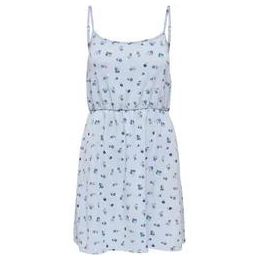 Minikleid Only "ONLALTA S/L SHORT STRAP DRESS PNT ZLO", Damen, Gr. S, N-Gr, cashmere blau aop:dunkelblau flowers, Web, Obermaterial: 98% Polyester, 2% Elasthan, bedruckt, kurz, Rundhals, Kleider Minikleid