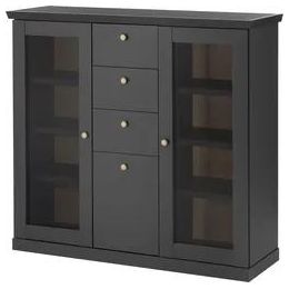 Highboard Home Affaire "Lincoln, moderner Schrank, schwarzer Stauraumschrank, 129 cm breit", schwarz matt, B:129cm H:118cm T:42cm, FSC-zertifizierter Holzwerkstoff, Sideboards, Highboard, edles Design, messingfarbene Knopfgriffe, vielseitig einsetzbar