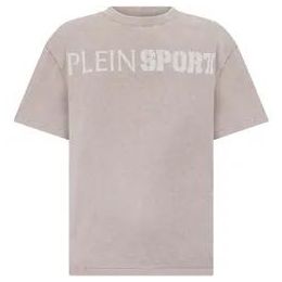 T-Shirt Plein Sport "Washed Round Neck T-Shirt Crackle Scratch", Damen, Gr. L, 06, beige, Stoff: 100% Baumwolle, Shirts T-Shirt