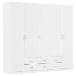 Dreht&uuml;renschrank Rauch "Kleiderschrank Garderobe GAMMA Breiten 91/136/181/226/271/315/360 cm", alpinwei&szlig;, griffe alu, B:226cm H:210cm T:54cm, Holzwerkstoff, Schr&auml;nke, Dreht&uuml;renschrank, mit Schubladen, verschiedene Griff-Varianten TOPSELLER MADE IN GERMANY