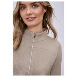 Cardigan Street One, Damen, Gr. 38, timeless beige, Web, 86% Baumwolle, 12% Polyester, 2% Elasthan, unifarben, comfort fit normal, Rundhals, B&uuml;ndchen, Strickjacken, mit Turtleneck