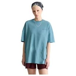 Marc O'Polo T-Shirt MARC O'POLO DENIM, Damen, Gr. L, blau dawn, Jersey, Obermaterial: 100% Baumwolle, oversize normal, Rundhals, Shirts T-Shirt, oversized aus Heavy Jersey, gro&szlig;er R&uuml;ckenprint