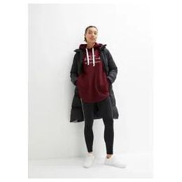 Jogginganzug bonprix "Jogginganzug mit Long-Sweatshirt und Leggings (2-teilig)", Damen, Gr. 52/54 (XXL), rot (ahornrot, schwarz), Obermaterial: 60% Baumwolle, 40% Polyester. Unterteil: 95% Baumwolle, 5% Elasthan, mehrfarbig, oversize, Sportanz&uuml;ge Jogginganzug, zweiteiliges Set, extra langes Sweatshirt, kn&ouml;chelfreie Leggings