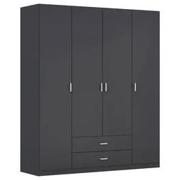 Dreht&uuml;renschrank Rauch "Kleiderschrank Garderobe GAMMA Breiten 91/136/181/226/271/315/360 cm", graumetallic, griffe alu, B:181cm H:210cm T:54cm, Holzwerkstoff, Schr&auml;nke, Dreht&uuml;renschrank, mit Schubladen, verschiedene Griff-Varianten TOPSELLER MADE IN GERMANY