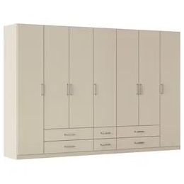 Dreht&uuml;renschrank Rauch "Kleiderschrank Garderobe GAMMA Breiten 91/136/181/226/271/315/360 cm", beige (champagner), griffe chrom, B:315cm H:210cm T:54cm, Holzwerkstoff, Schr&auml;nke, Dreht&uuml;renschrank, mit Schubladen, verschiedene Griff-Varianten TOPSELLER MADE IN GERMANY
