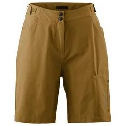 Fahrradhose Gonso "Adventure Shorts W", Damen, Gr. 44, Normalgr&ouml;&szlig;en, hellbraun, 90% Polyamid, 10% Elasthan, Hosen Fahrradhose, Damen Radhose mit einkn&ouml;pfbarer Radunterhose mit Sitzpolster