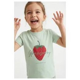 T-Shirt KIDS Only "KMGCANDY LIFE S/S PRINTED TEE JRS NOOS", M&auml;dchen, Gr. 104, aqua foam print:strawberry, Jersey, Obermaterial: 100% Baumwolle, unifarben, regular fit normal, Rundhals, Shirts T-Shirt