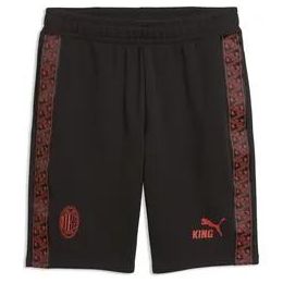 Sporthose Puma "AC Milan KING Shorts Herren", Herren, Gr. S, Normalgr&ouml;&szlig;en, schwarz rot fire, Obermaterial: 68% Baumwolle, 32% Polyester. Taschenfutter: 100% Baumwolle. Besatz: 100% Polyester, unifarben, regular fit, Hosen Sporthose