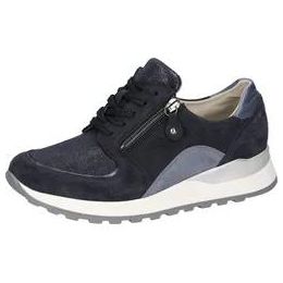 Waldl&auml;ufer Keilsneaker WALDL&Auml;UFER "HIROKO-SOFT", Damen, Gr. 6,5, dunkelblau, jeansblau, Textil, Veloursleder, Schuhe Sneaker, Orthotritt Ausstattung, H-Weite, Freizeitschuh, Halbschuh, Schn&uuml;rschuh