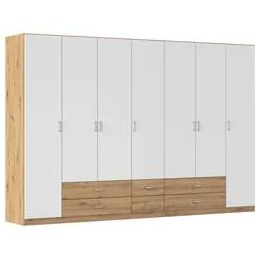 Dreht&uuml;renschrank Rauch "Kleiderschrank Garderobe GAMMA Breiten 91/136/181/226/271/315/360 cm", eiche artisan, alpinwei&szlig;, griffe alu, B:315cm H:210cm T:54cm, Holzwerkstoff, Schr&auml;nke, Dreht&uuml;renschrank, mit Schubladen, verschiedene Griff-Varianten TOPSELLER MADE IN GERMANY